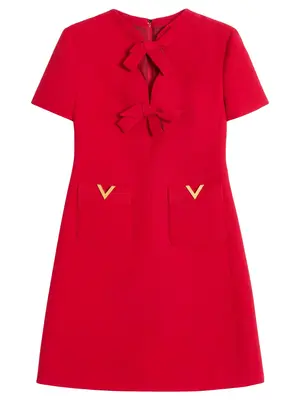 Valentino Garavani Virgin Wool-silk Bow Mini Dress - Red
