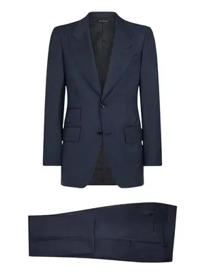 TOM FORD Wool Super 110s Sharkskin Shelton 2-piece Suit - Navy