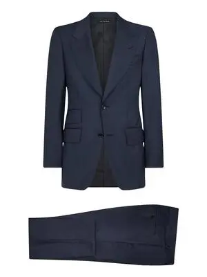 TOM FORD Wool Super 110s Sharkskin Shelton 2-piece Suit Navy