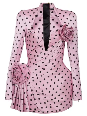 Balmain Polka Dot Mini Dress - Pink