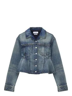 Alexander McQueen Denim Peplum Jacket - Blue
