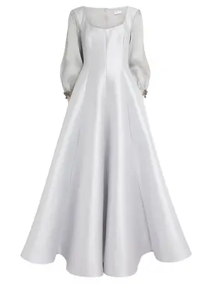 Alexis Mabille Piqué Organza-sleeve Gown - Grey