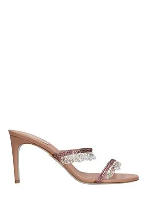 Rene Caovilla Satin Chandelier Heeled Mules - Pink
