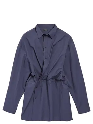 Balenciaga Cotton Mini Shirt Dress - Blue