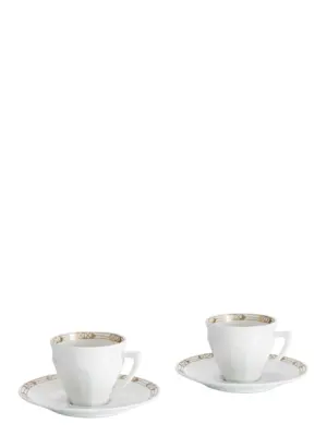 THE MARTHA, BY BACCARAT Set Of 2 Porcelain Talleyrand Coffee Cups And Saucers - Clear