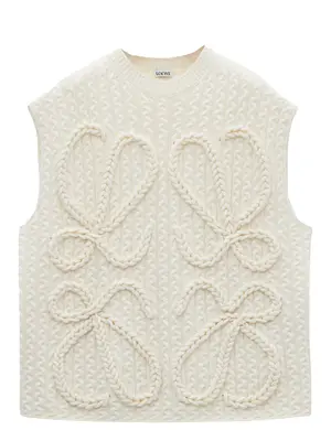 LOEWE Wool Cable-Knit Anagram Sweater Vest