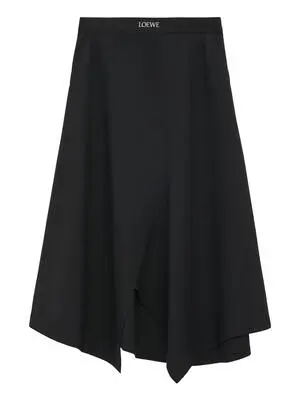 Loewe Wool-blend Asymmetric Skirt - Black