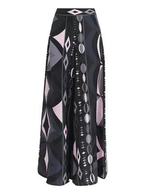 Emilio Pucci Silk Printed Wide-leg Trousers - Black