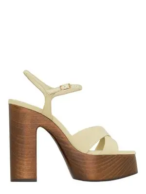 SAINT LAURENT Canvas Bianca Platform Sandals