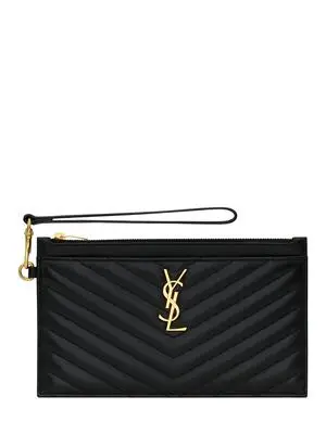 Saint Laurent Large Cassandre Matélasse Pouch - Black