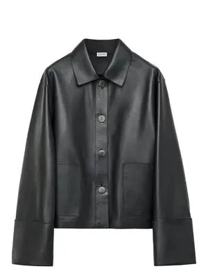 Loewe Leather Collared Jacket - Black