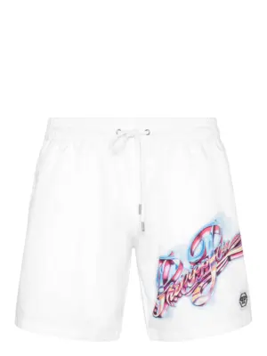 Philipp Plein Printed Swim Shorts - White