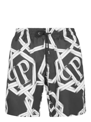 Philipp Plein Printed Swim Shorts - Black