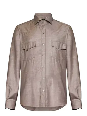 FRANZESE COLLECTION Virgin Wool Shirt - Brown