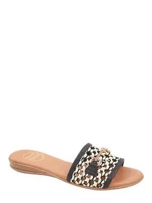 Andre Assous Niles Slide Sandals - Black Natural