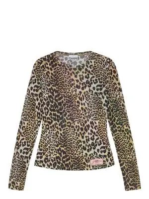 GANNI Leopard-print Top - Brown