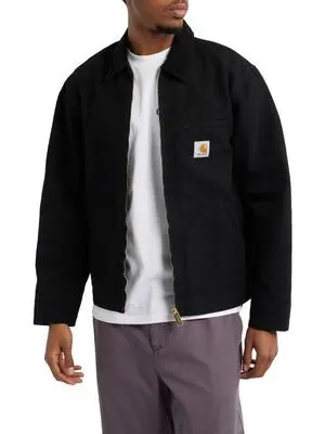Carhartt Work In Progress Carhartt Work In Progress Detroit Cotton Canvas Chore Jacket Black/black Rinsed