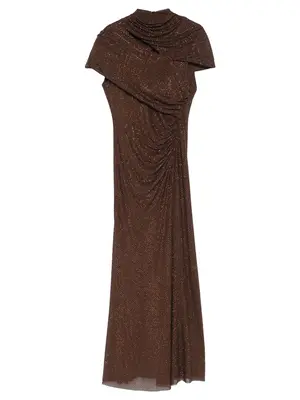 SELF-PORTRAIT Rhinestone Cut-out Midi Dress - Brown