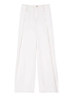 Sandro Topstitched Wide-leg Jeans - White