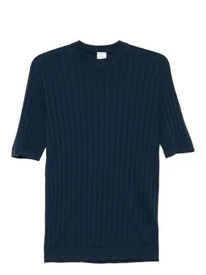 Eleventy Ribbed-knit T-shirt - Blue