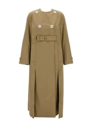 Simone Rocha Belted Multi Slit Trench Coat - Stone Pearl