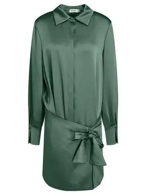 Simkhai Larson Draped Satin-crepe Mini Shirt Dress - Forest Green