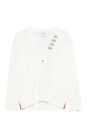 Thom Browne 4-bar Stripes Jersey Cardigan - White