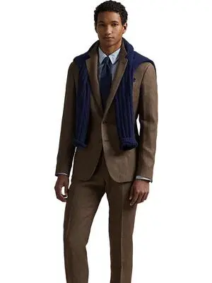 Ralph Lauren Linen Dobby Suit Trousers Mocha
