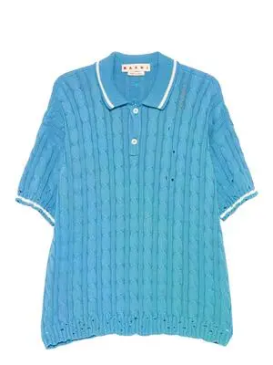 Marni Cable-knit Polo Shirt - Blue