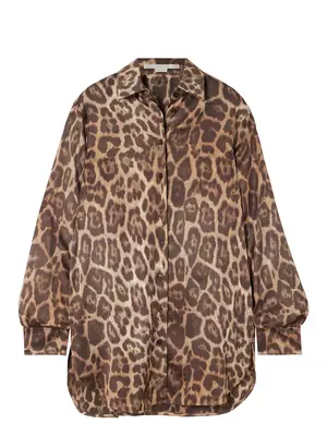 Stella McCartney Embroidered Leopard-print Satin Shirt - Animal Print