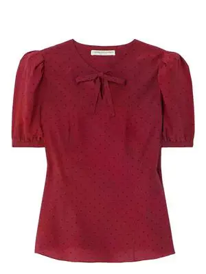 Alessandra Rich Bow-detailed Polka-dot Blouse - Burgundy