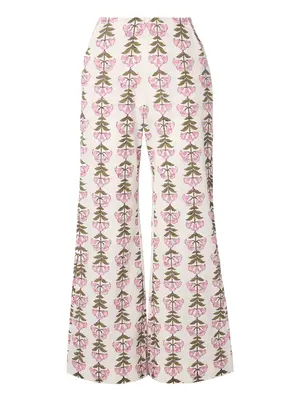 Alix Of Bohemia Charlie Floral-print Flared Pants - White