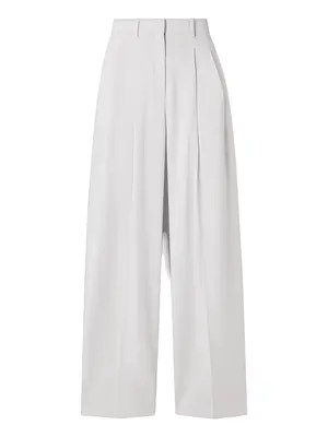 Theory Pleated Wide-leg Crepe Pants - Gray