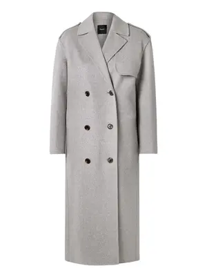 Theory Double-breasted Wool And Cashmere-blend Coat - Gray