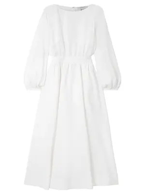 Gabriela Hearst Ahmose Gathered Linen Maxi Dress - White