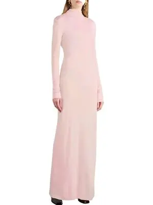 Khaite Norla Jersey Turtleneck Gown - Pink