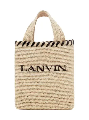 LANVIN Logo Raffia Tote Bag - Neutrals