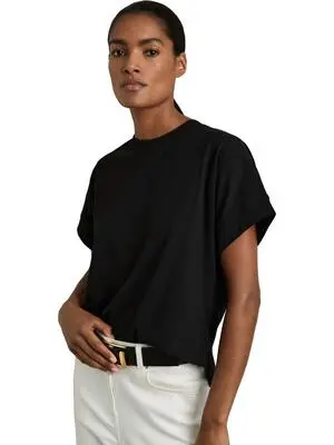 REISS Lois Cotton Crew Neck T-shirt - Black