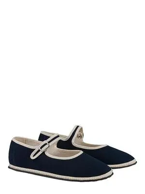 VIBI VENEZIA Classic Cotton Mary Jane Flats - Navy