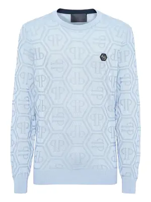 Philipp Plein Monogram-jacquard Jumper - Blue
