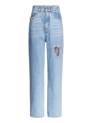 AREA Crystal-embellished Jeans - Blue
