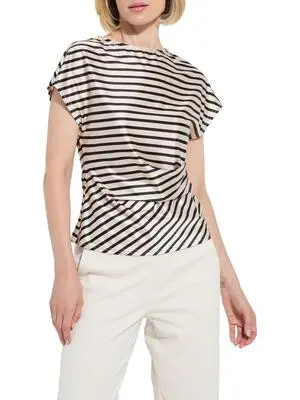 Lyssé Bruna Stripe Satin Top - Coastal Stripe
