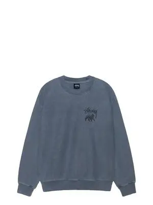 StÜssy Rasta Lion Pigment Dyed Crew - Navy Blue