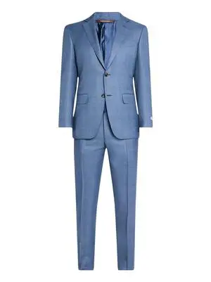 Canali Wool-silk Windowpane Suit Blue