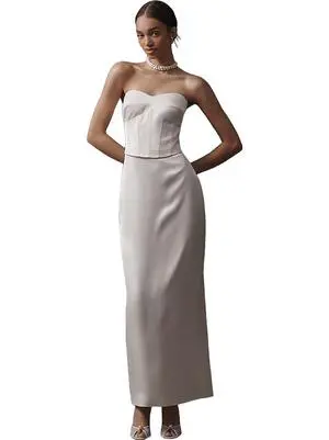 REFORMATION Ariyah Corset Satin Maxi Dress - Ivory