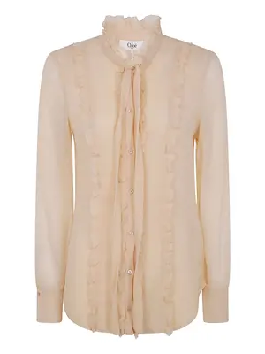 Chloé Ruffled Fitted Blouse - Neutrals