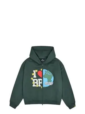 BROKEN PLANET My Planet Zip-up Hoodie - Green