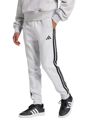 Adidas Essentials 3-stripes Fleece Pants - Light Grey Heather / Black