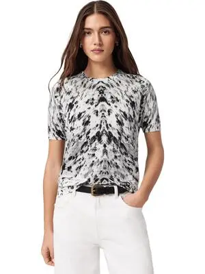 ALLSAINTS Anouk Snake Print Merino Wool T-shirt - Canter Ecru White