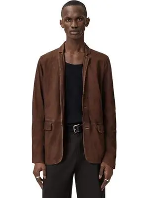 ALLSAINTS Monet Waxed Suede Blazer - Cider Brown